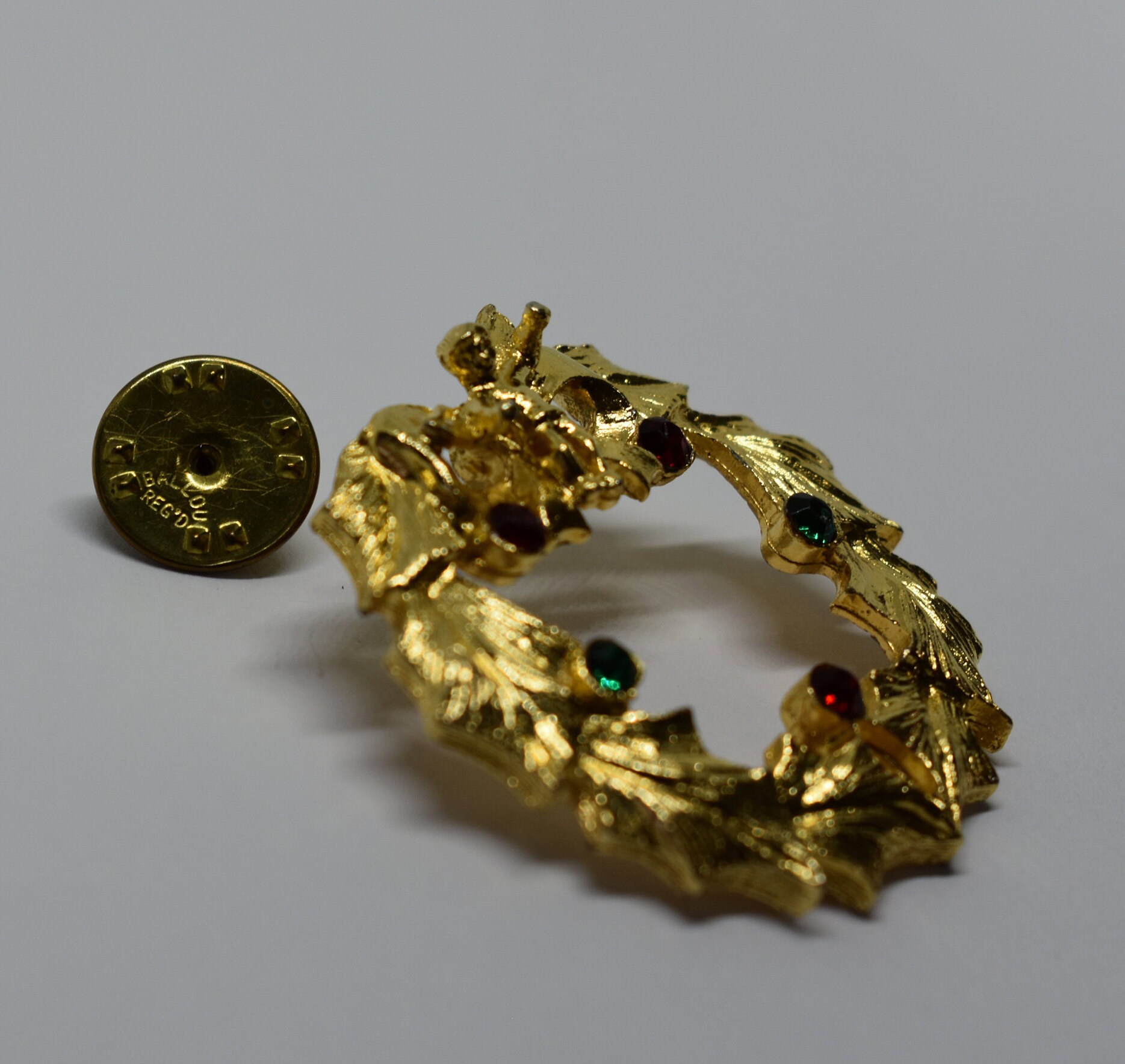 Ballou Reg'd Christmas Wreath Gold Tone Broche Pin - Etsy España