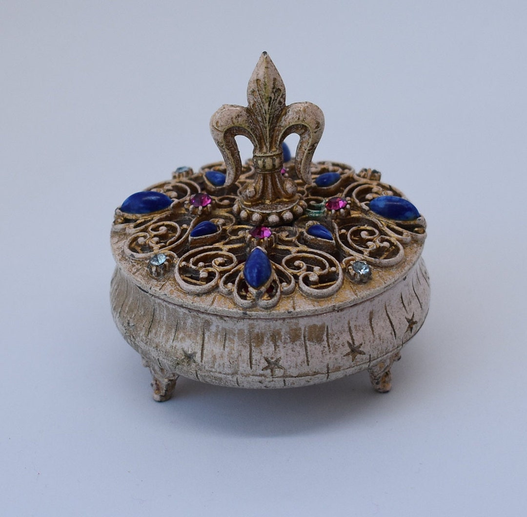 Vintage FLORENZA Floral Trinket Box - Etsy