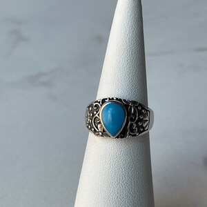 Vintage Signed JC Sterling Silver Pear Shape Blue Turquoise Ring - Etsy