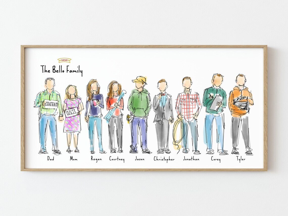 Large Custom Family Portrait 8-12 Members - Etsy