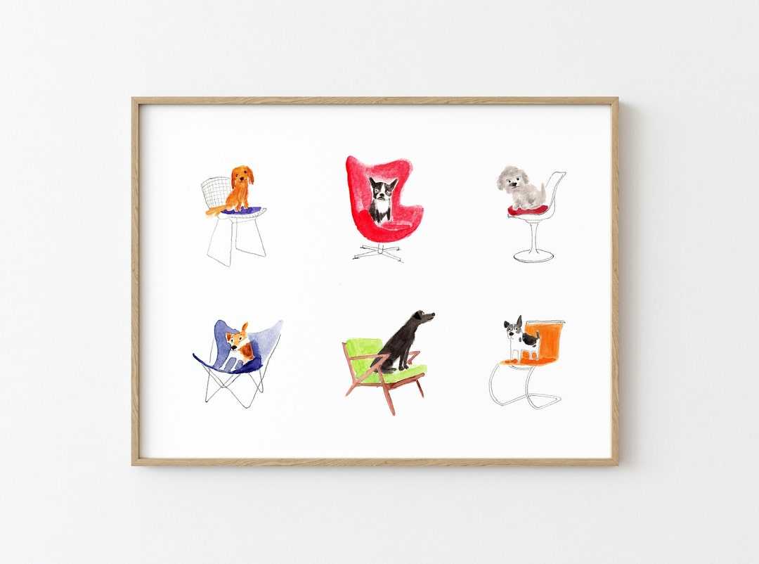 Mod Dog Mid-century Modern Dog Print Dogs Modern Chairs - Etsy