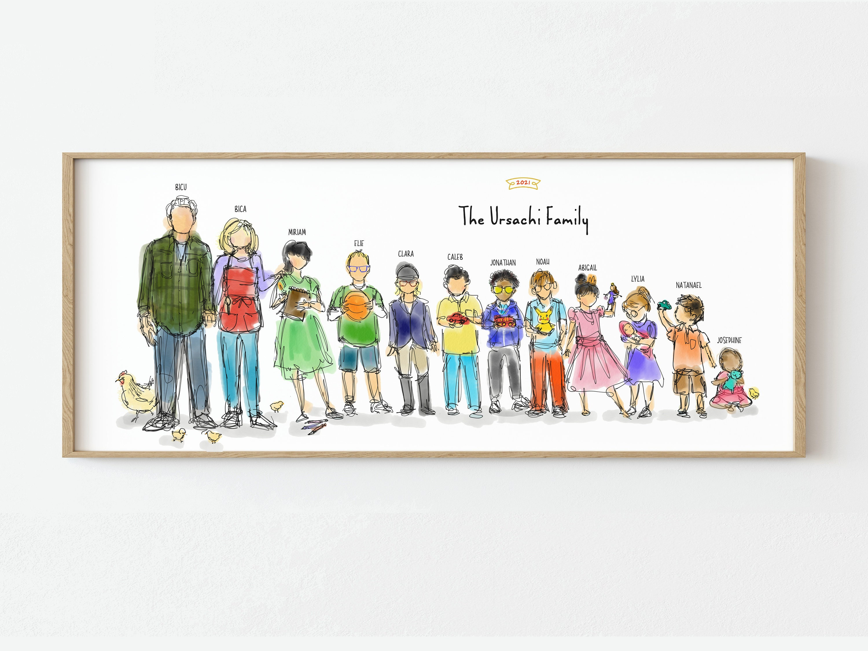 Large Custom Family Portrait 8-12 Members - Etsy