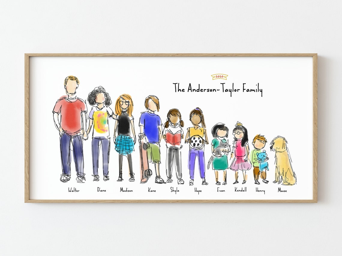 Large Custom Family Portrait 8-12 Members - Etsy