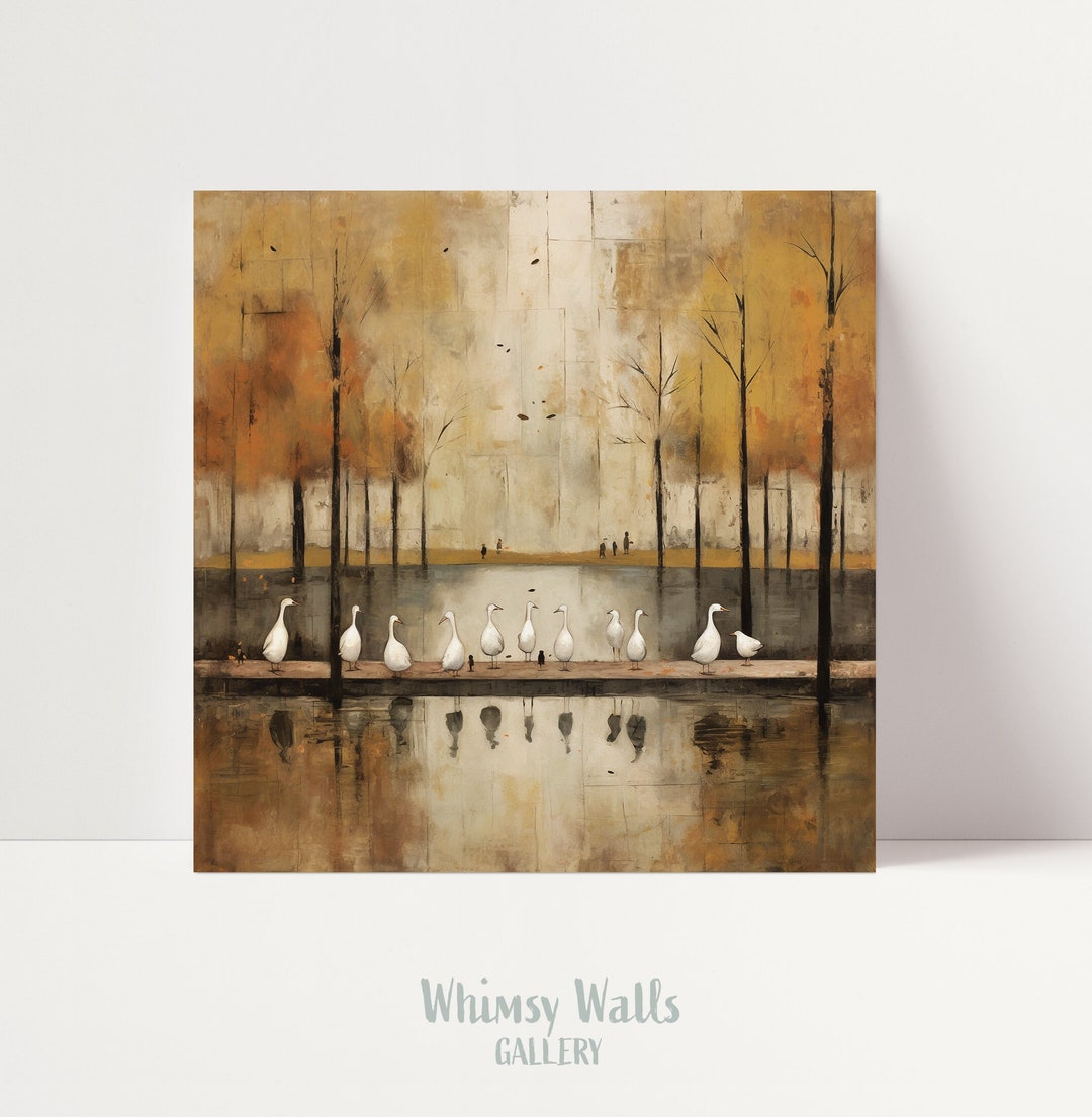 PRINTABLE Wall Art | Swans at the Park | Contemporary Digital ...