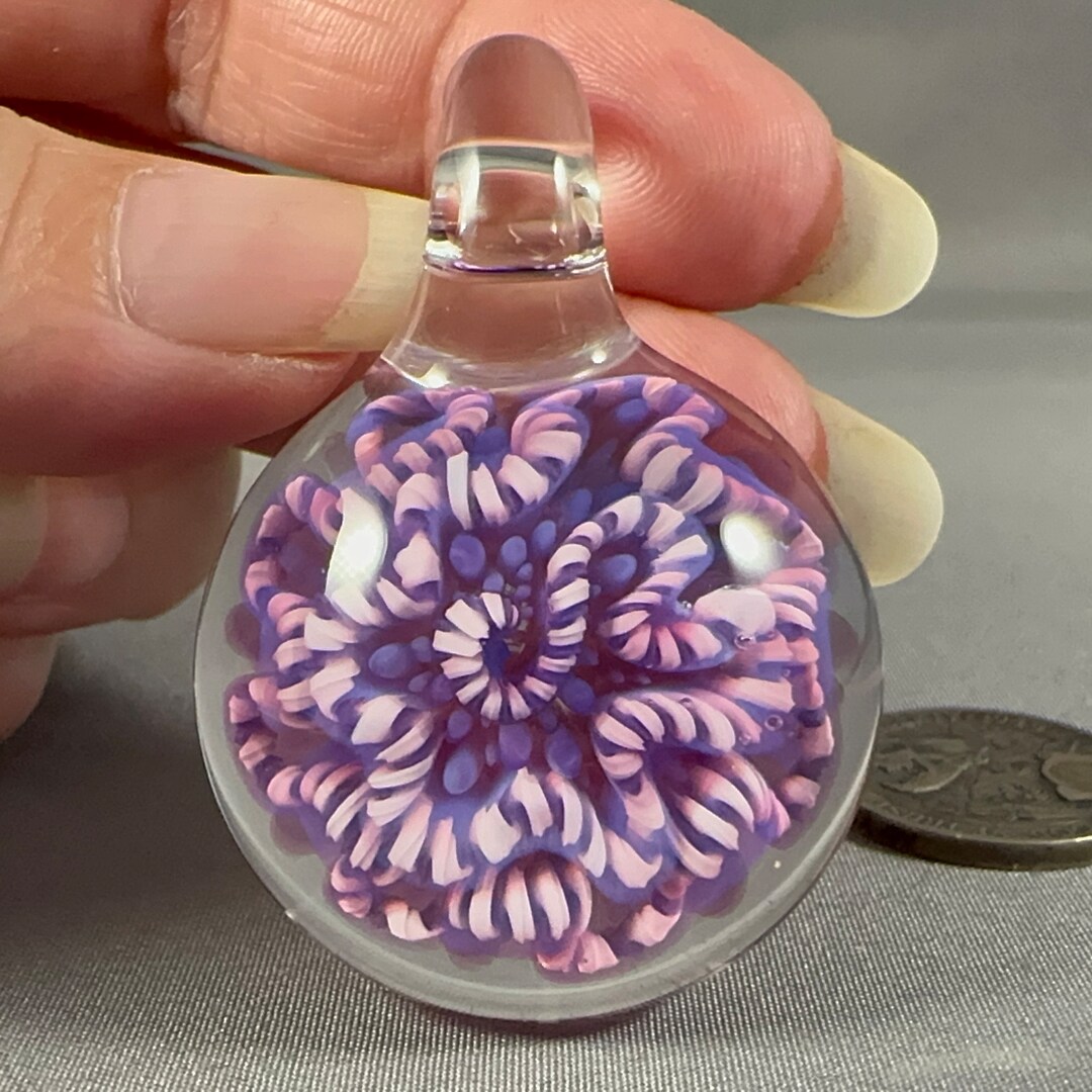 Squiggle Cane & Dot Implosion Pendant - Etsy