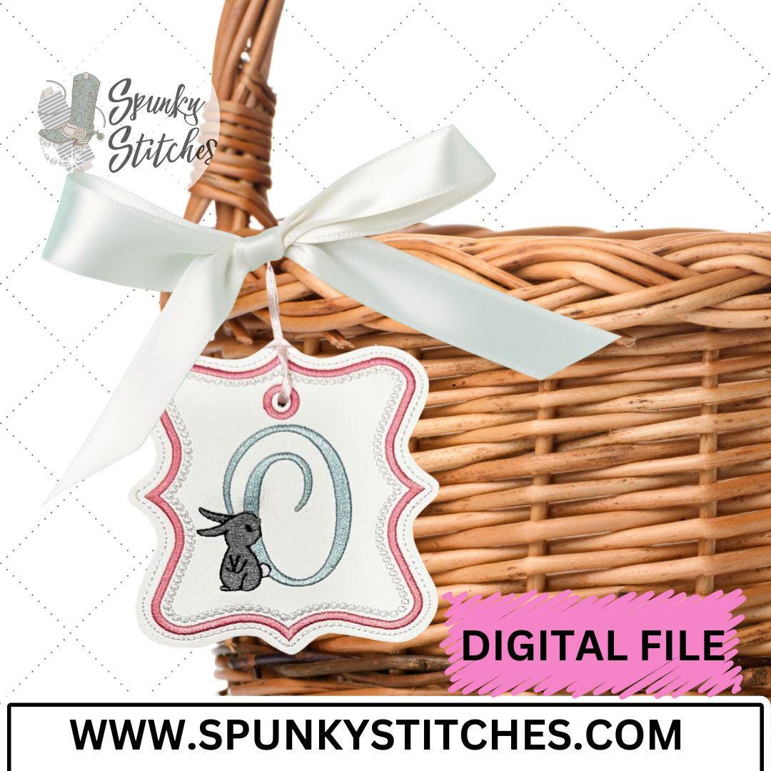 Bunny Initial Easter Basket Tag Alphabet Set – In-the-hoop Embroidery ...
