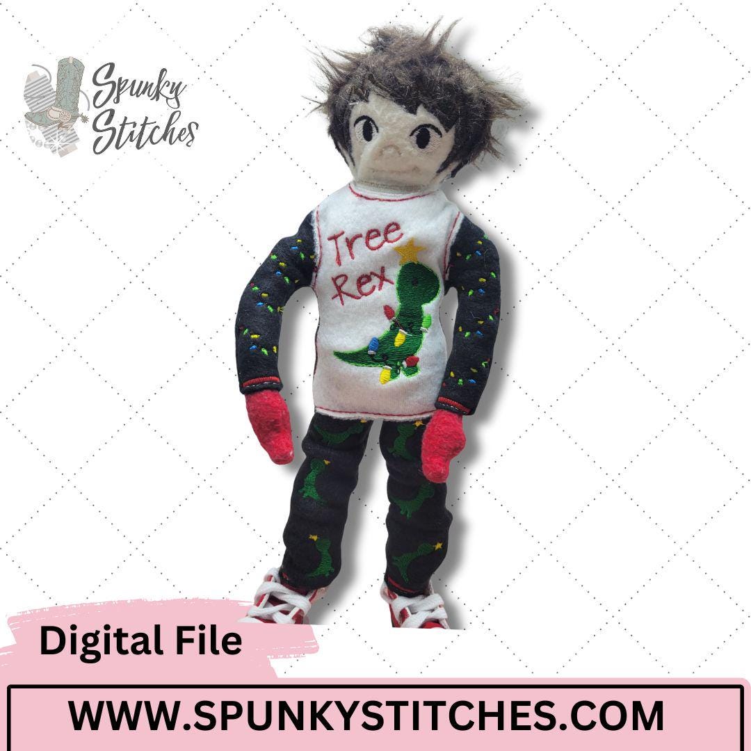 Tree Rex Elf Pjs Digital Embroidery File - Etsy