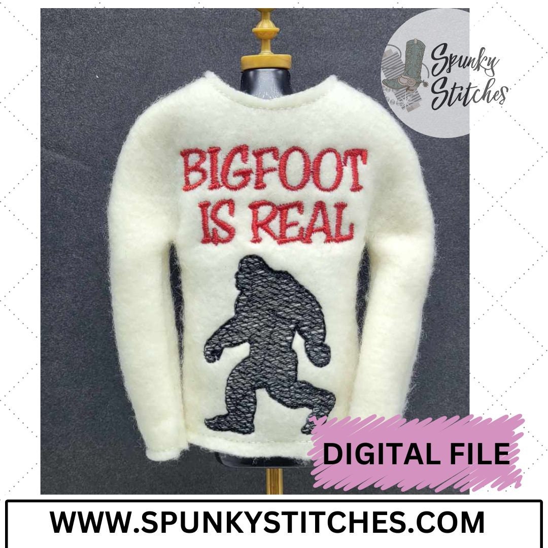 Bigfoot is Real Elf Shirt Embroidery File - Etsy