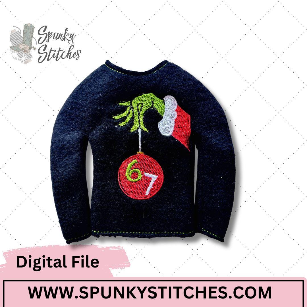 Mean Green Guy Hand Holding 6 7 Ornament Elf Shirt Embroidery File - Etsy