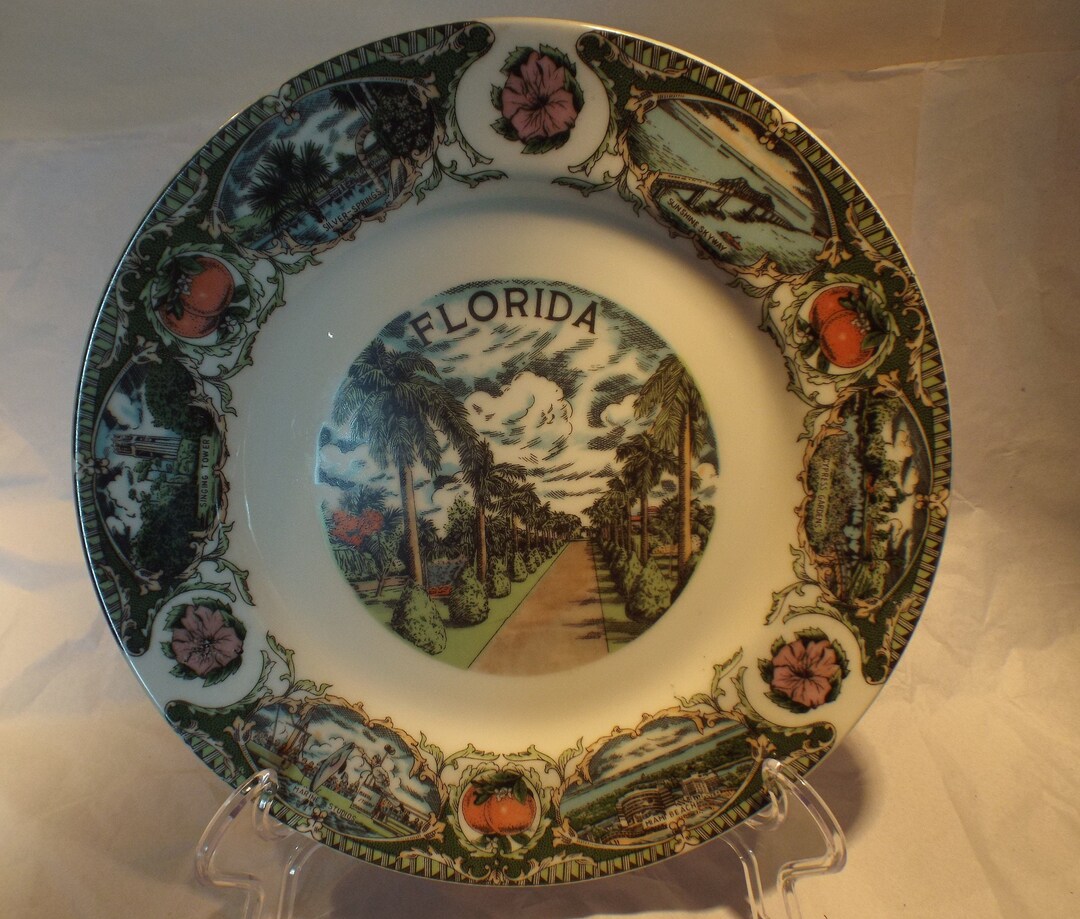 Vintage Commemorative Florida Plate With Points of Interest Pictured on ...