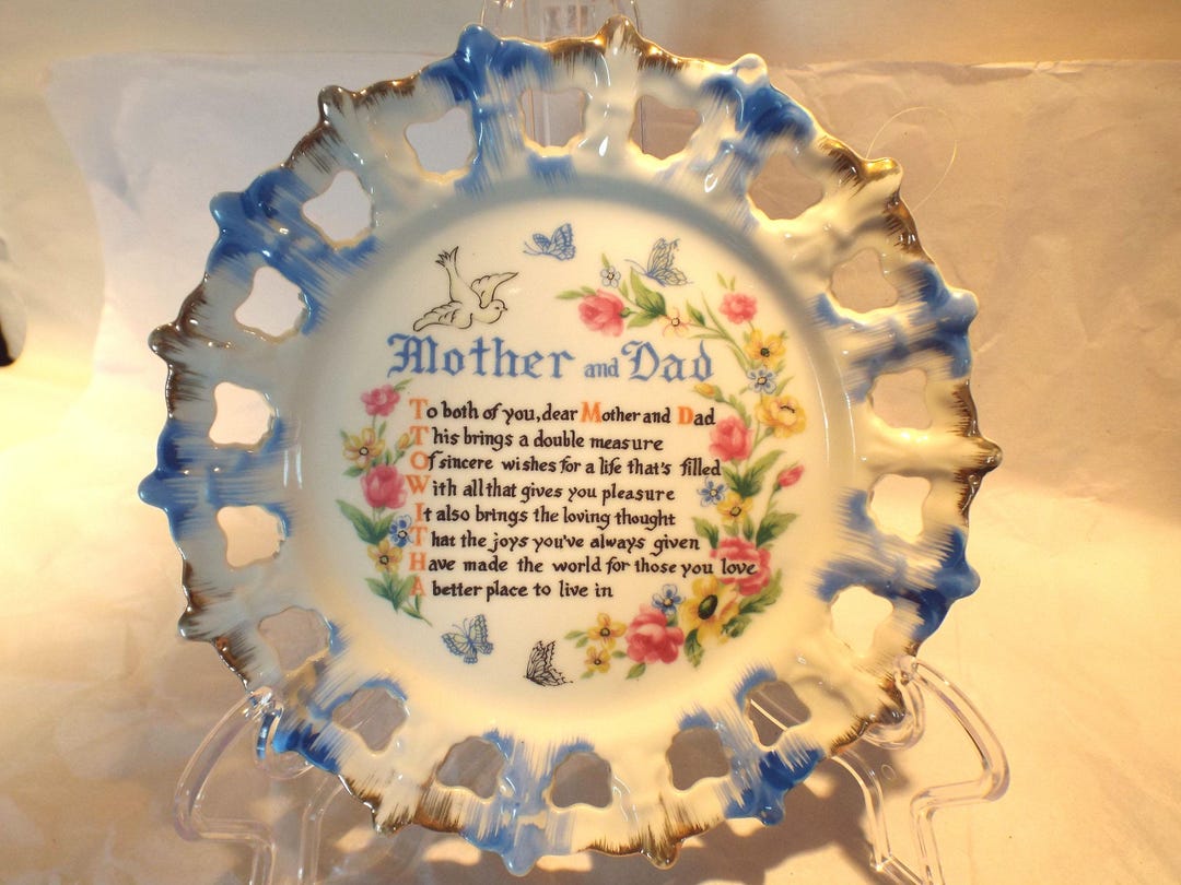 Vintage Mother and Dad Plate - Etsy
