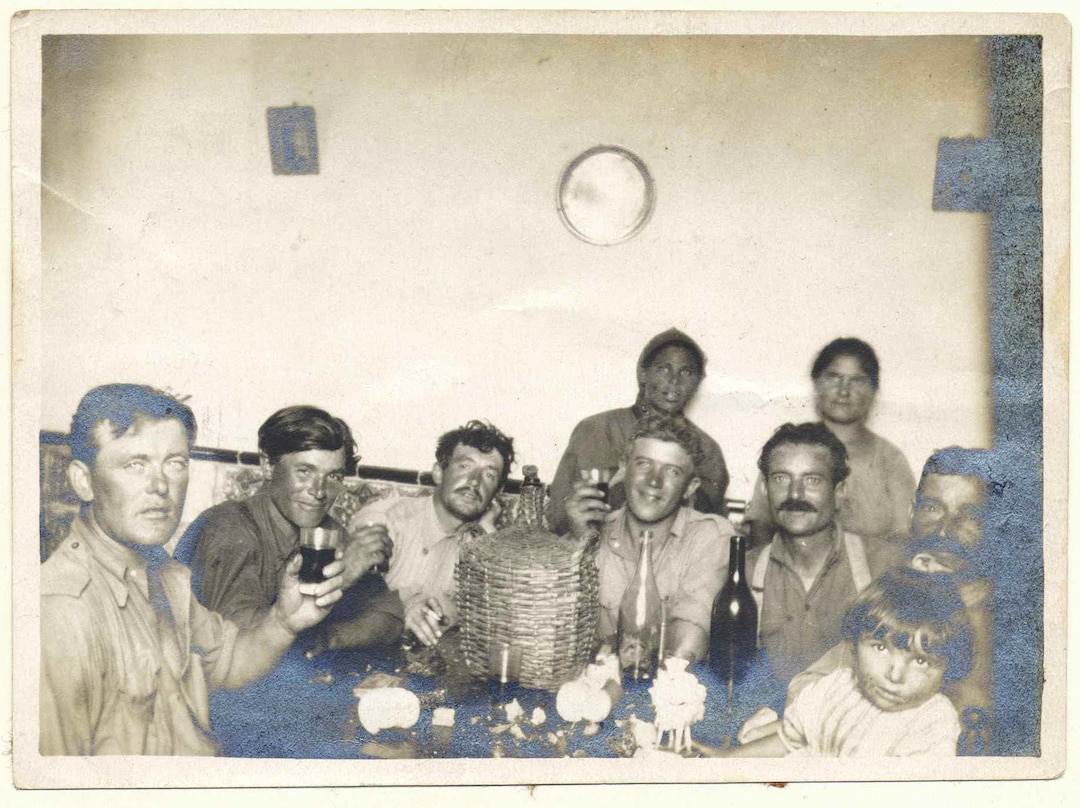 Vintage Photo Old Photo Group Snapshot That Drinks Wine Merry 1930 - Etsy