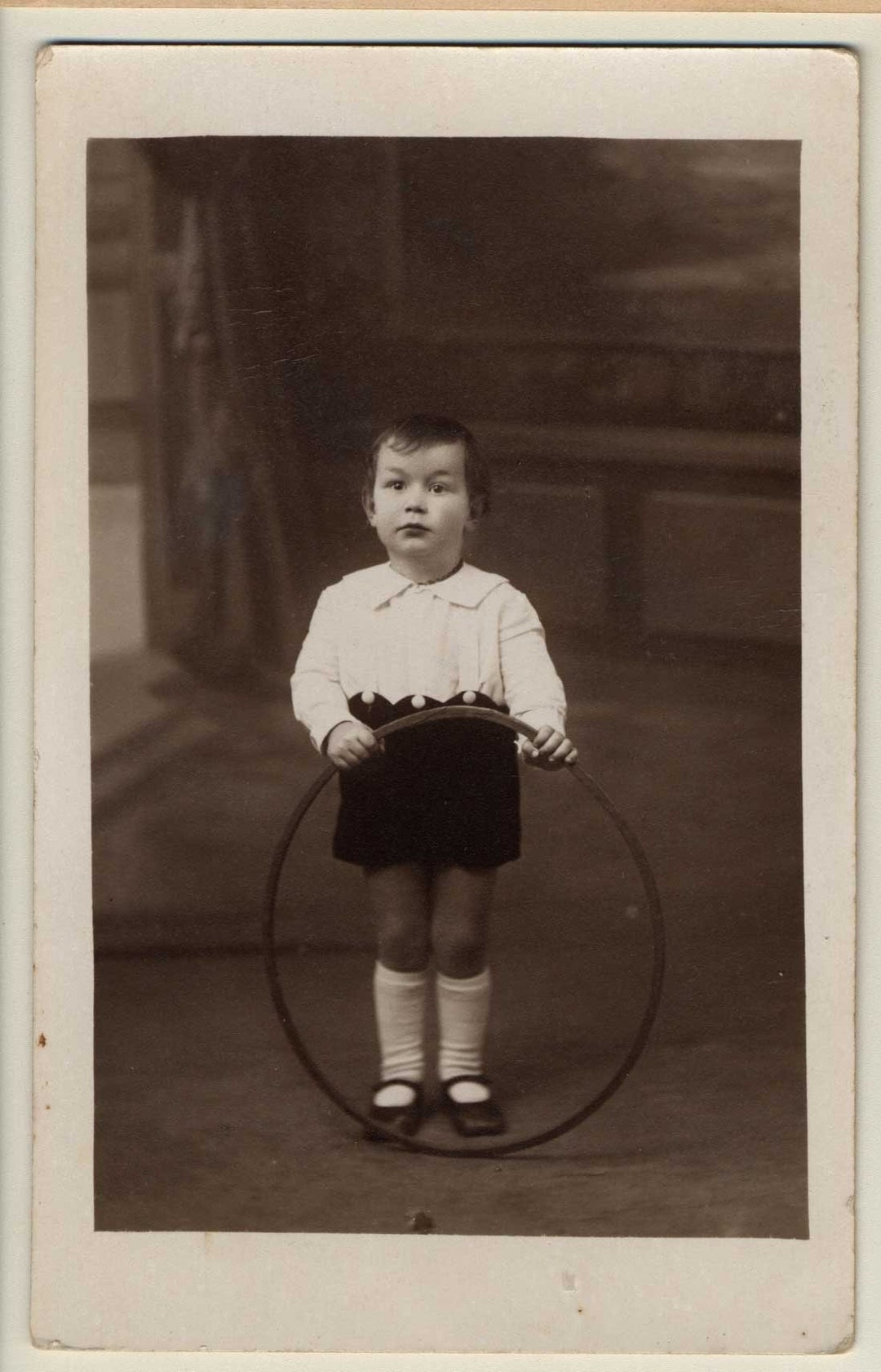 Vintage Photo of a Child With a Hoop, RPPC 1929 - Etsy