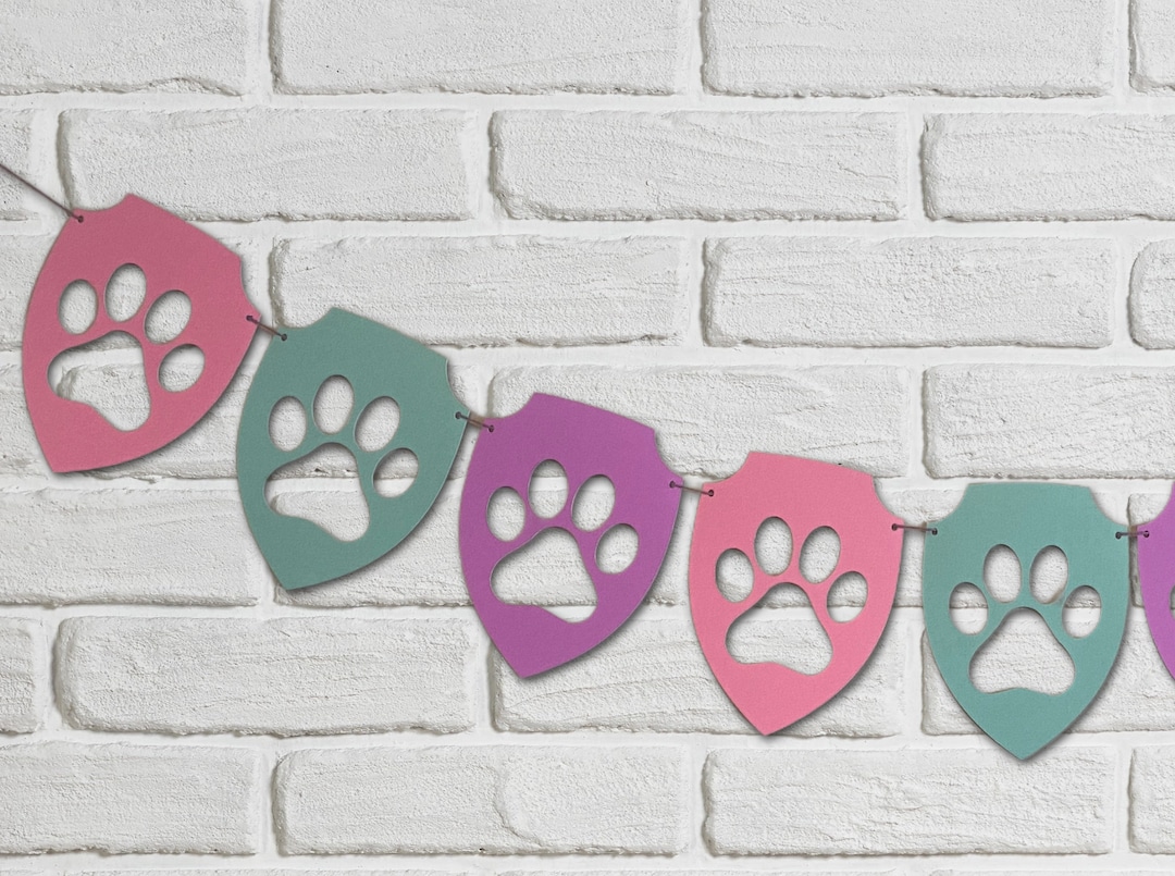 Paw Print Pennant Banner: Dog Puppy Party Decorations - Etsy