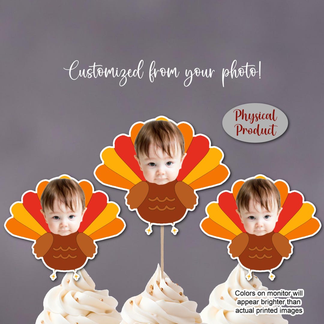 Custom Turkey Photo Cupcake Toppers: Baby's First Thanksgiving - Etsy