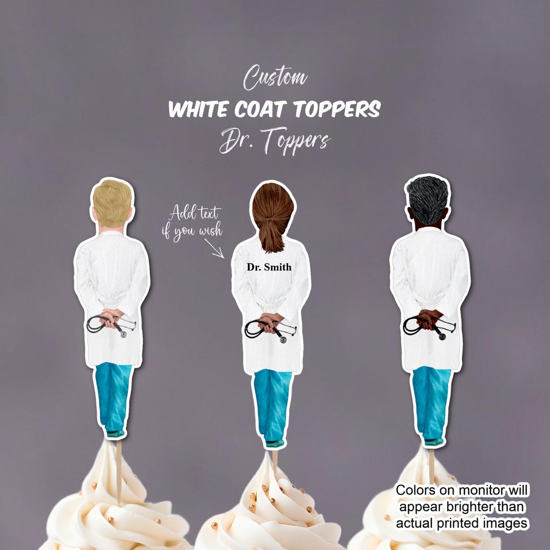Custom White Coat Ceremony Cupcake Toppers: Doctor Birthday Party - Etsy