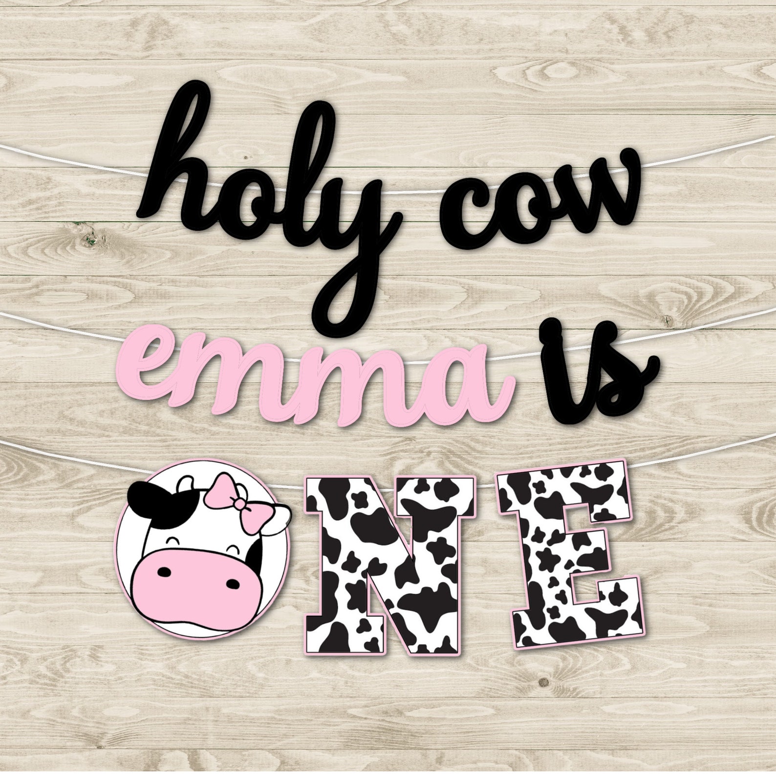 Holy Cow Personalized ONE Banner First Birthday Decoration - Etsy