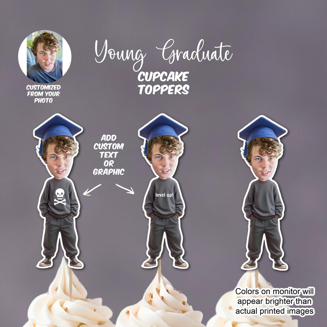 Custom Photo Graduation Cupcake Toppers: Junior High, Middle School - Etsy