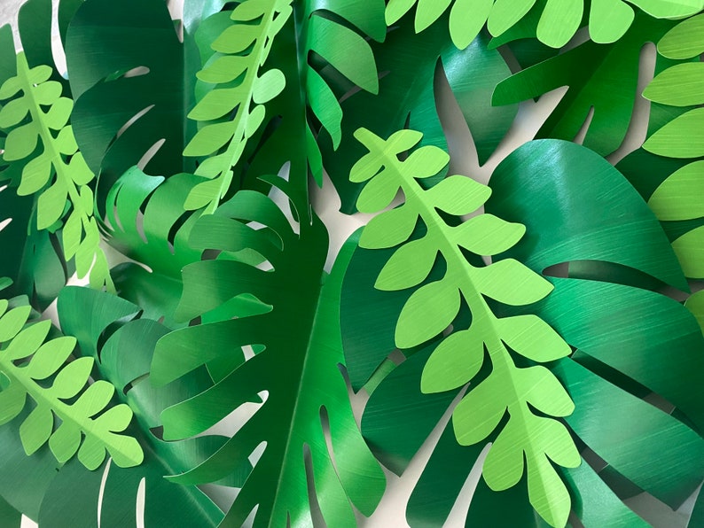 18 Large Green Paper Monstera & Tropical Leaves 10.7 DYI - Etsy