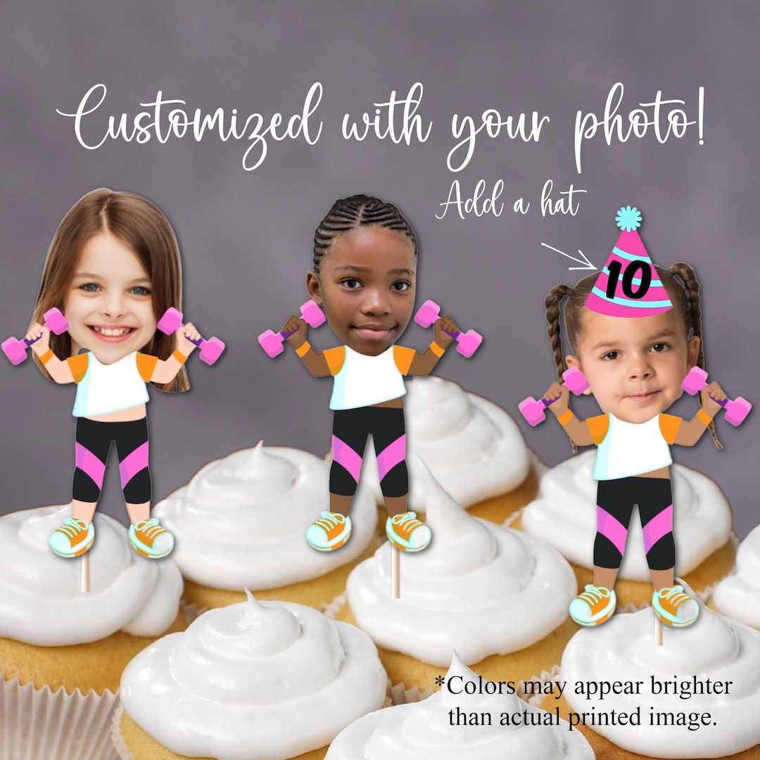 Custom Hand Weights Exercise Cupcake Toppers, Custom Photo Topper ...