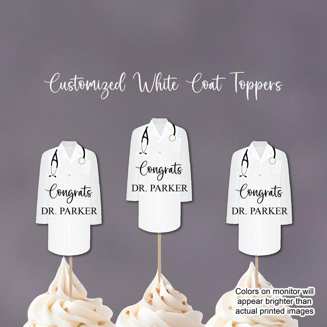Custom White Coat Cupcake Toppers: Medical Graduation Party - Etsy