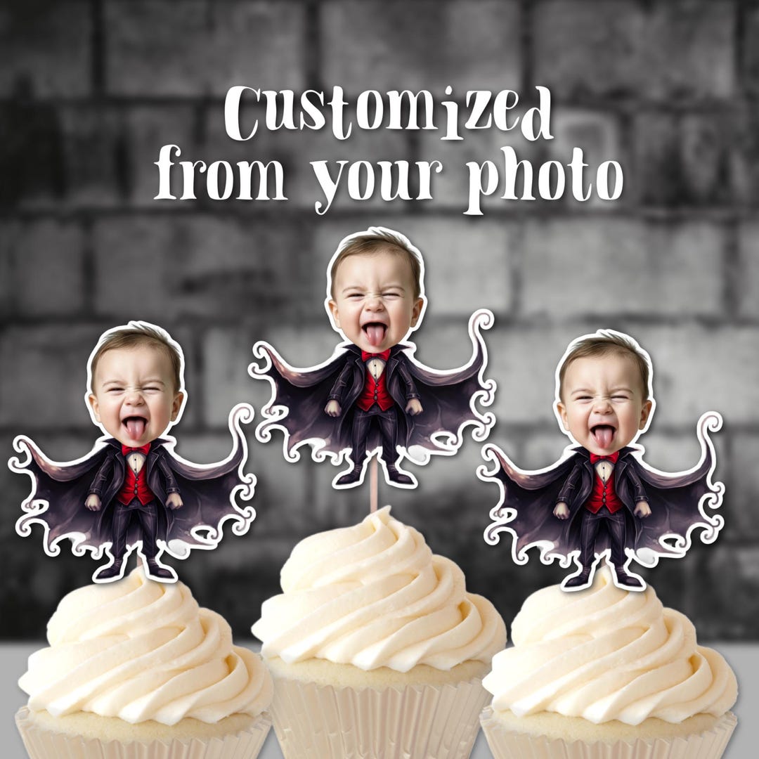 Custom Vampire Photo Cupcake Toppers: Personalized Halloween Party ...