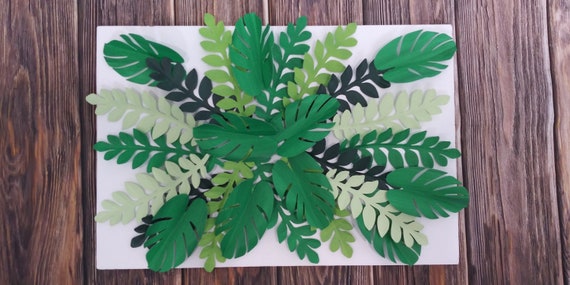 26 Assorted Tropical Jungle Paper Leaves DIY Safari Decor Jungle Party ...