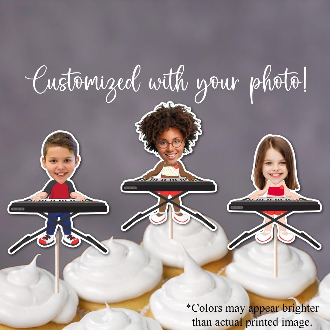 Custom Keyboard Player Cupcake Toppers, Custom Photo Topper ...