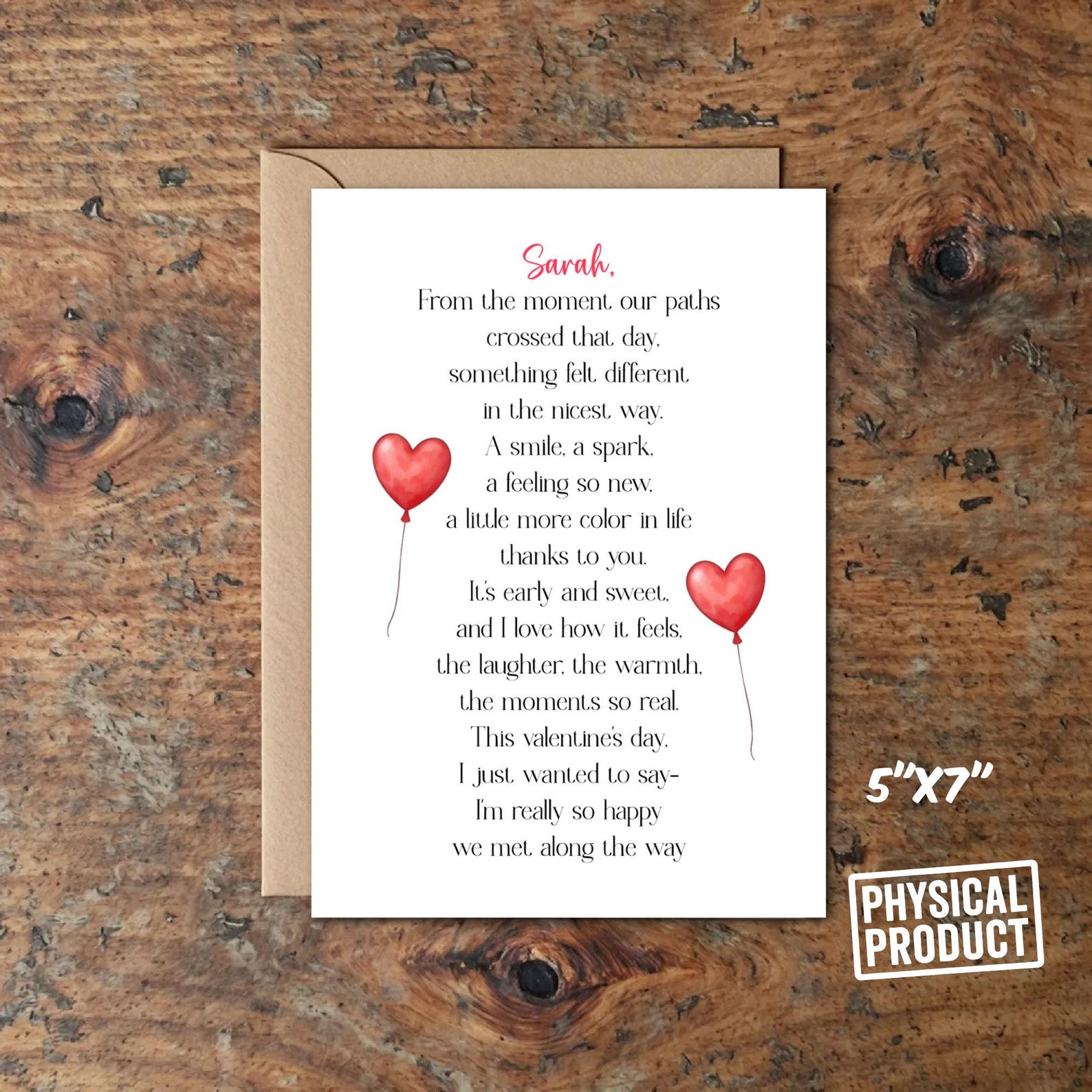So Happy We Met Along the Way – Personalized Name Valentine Poem Card ...