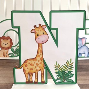 ONE Standing Letters, Jungle Safari Zoo Animals ONE First Birthday Prop ...