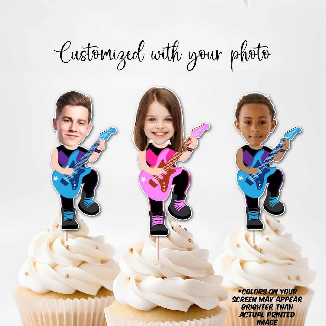Rock Star Photo Cupcake Toppers: Custom Music Birthday Party - Etsy