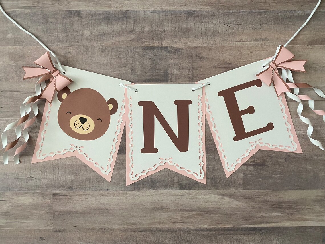 Baby Bear High Chair Banner ONE Banner Bear Garland Baby - Etsy