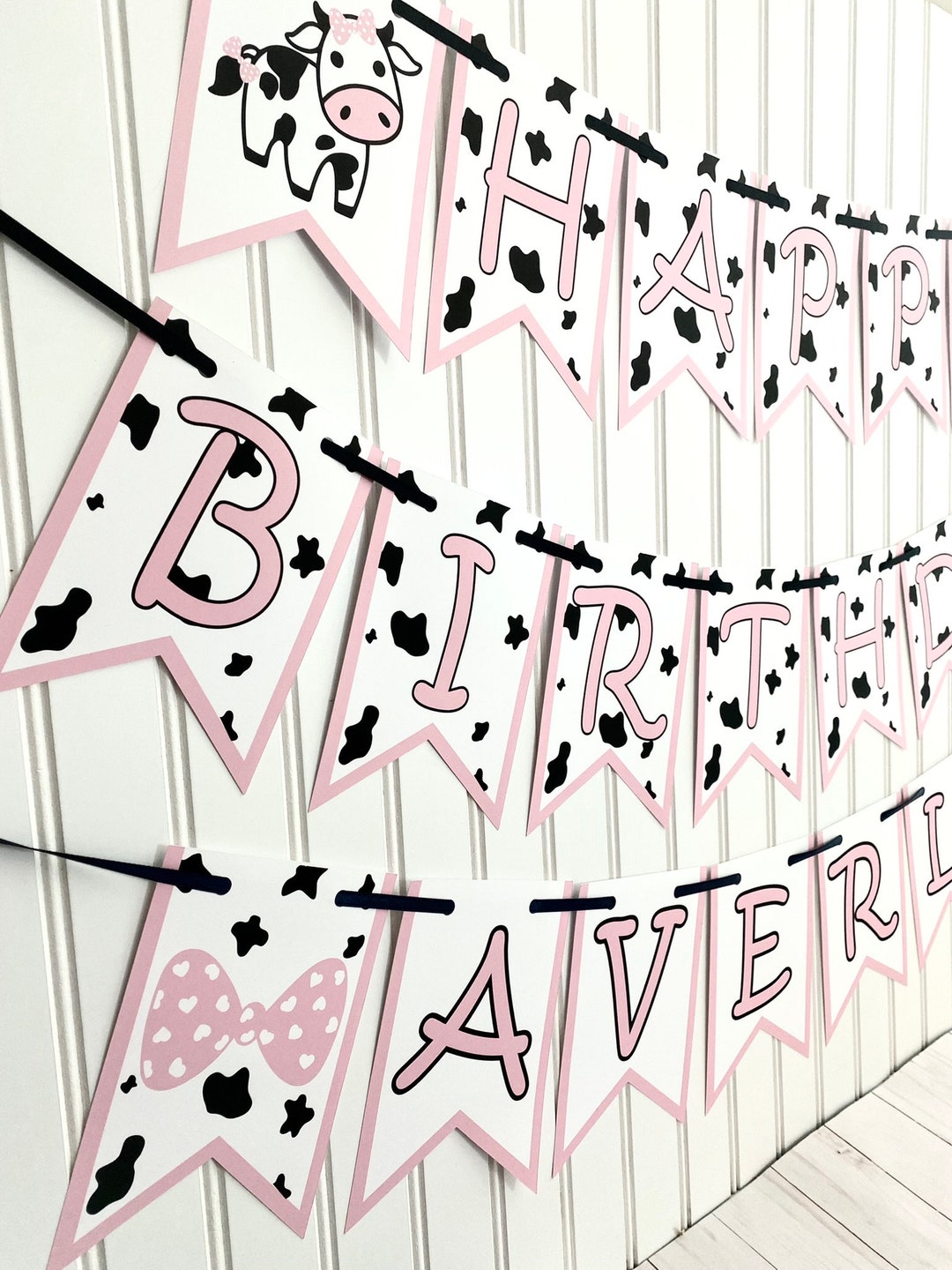 Cow Theme Birthday Banner Personalized Birthday Banner Happy - Etsy