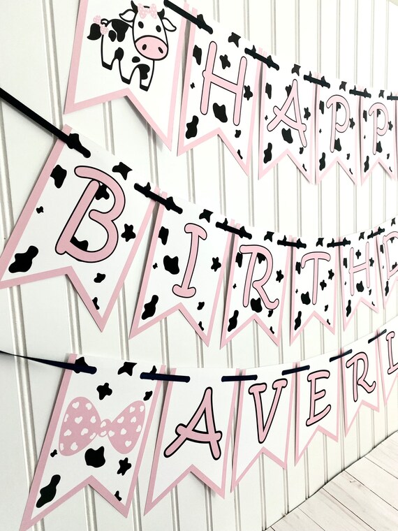 Cow Theme Birthday Banner Personalized Birthday Banner Happy - Etsy
