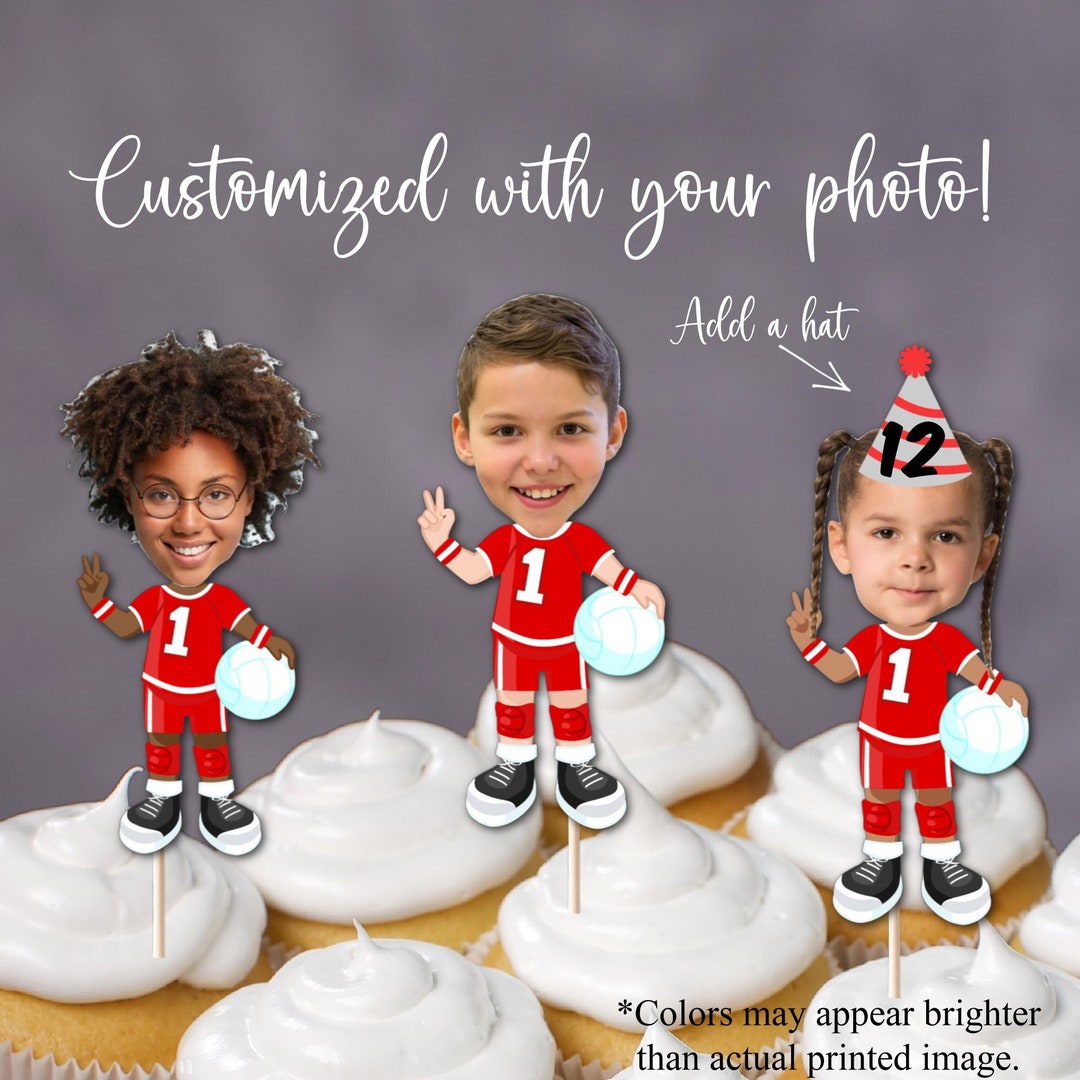 Custom Photo Volleyball Cupcake Toppers: Sports Party Decor - Etsy