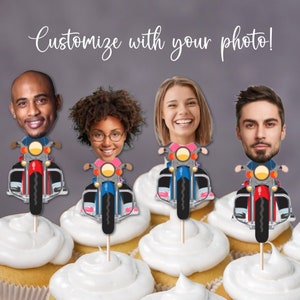 Custom Motorcycle Biker Cupcake Topper, Biker Party Decoration ...