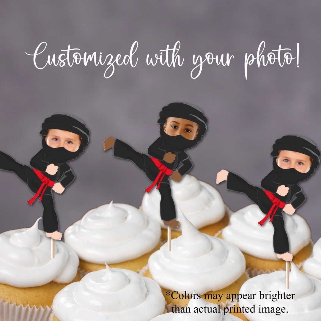 Custom Ninja Cupcake Topper, Custom Photo Topper, Ninja Boy, Ninja Girl ...