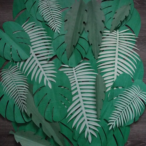 26 Assorted Tropical Jungle Paper Leaves DIY Safari Decor Jungle Party ...