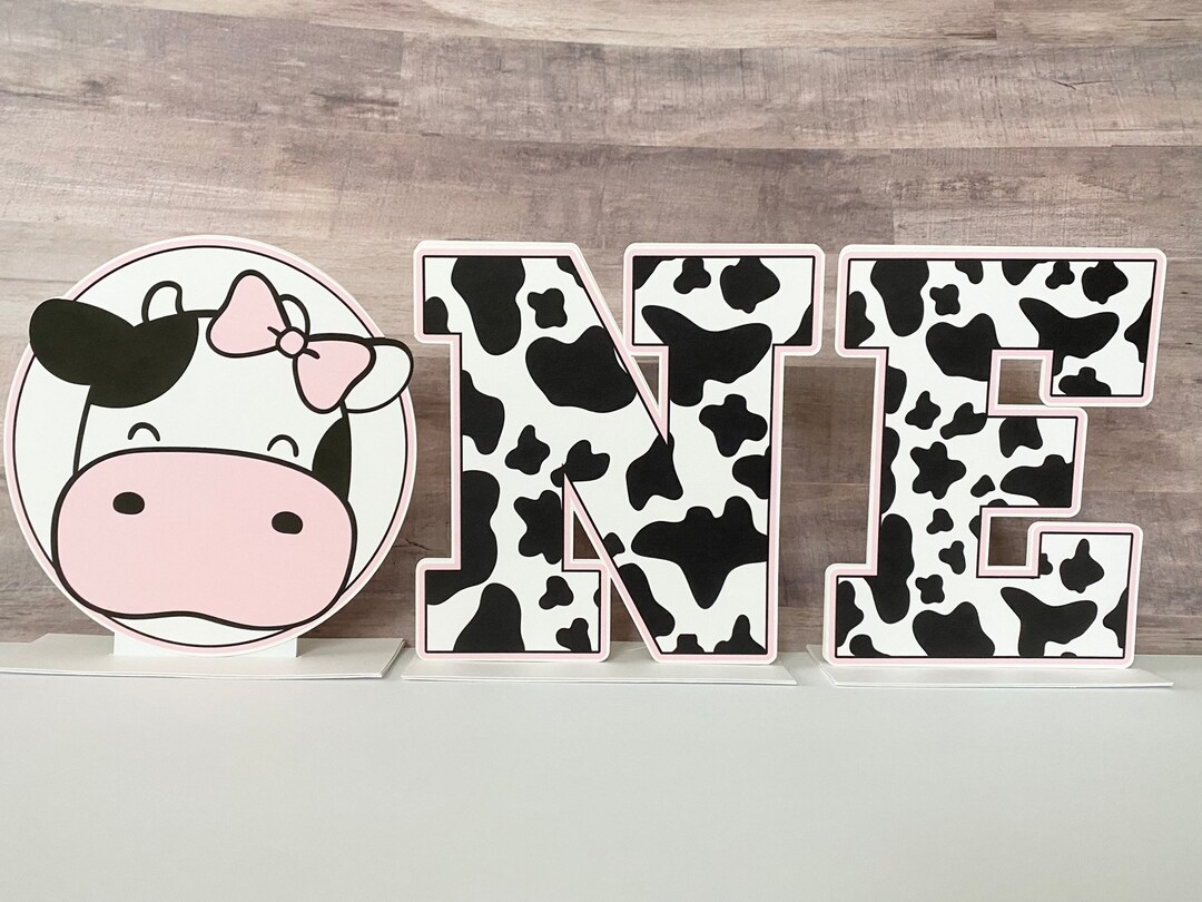 ONE Cow Theme Standing Letters, Holy Cow First Birthday Decoration ...