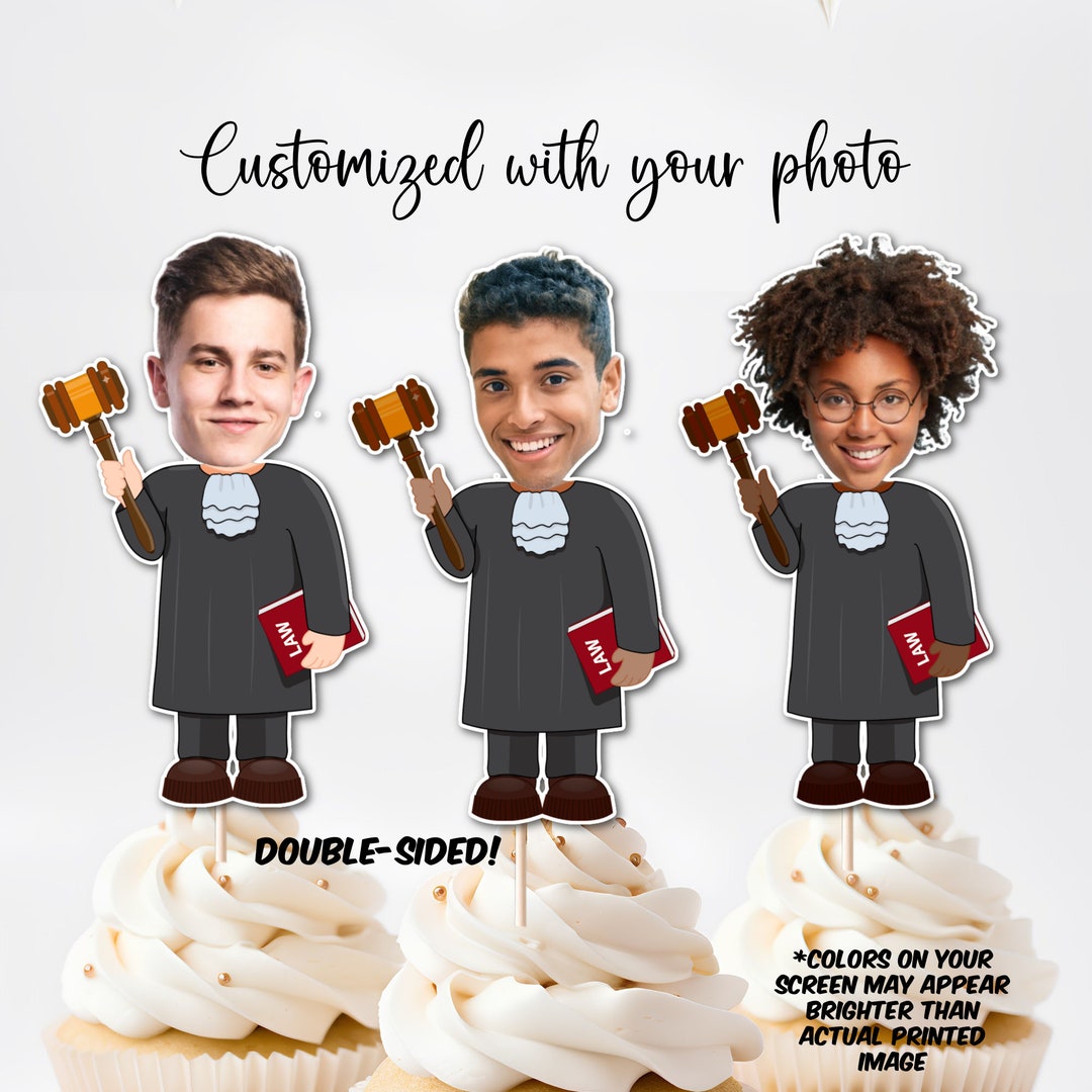 Custom Photo Judge Cupcake Toppers: Lawyer Birthday Decorations - Etsy
