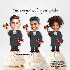 Custom Photo Judge Cupcake Toppers: Lawyer Birthday Decorations - Etsy