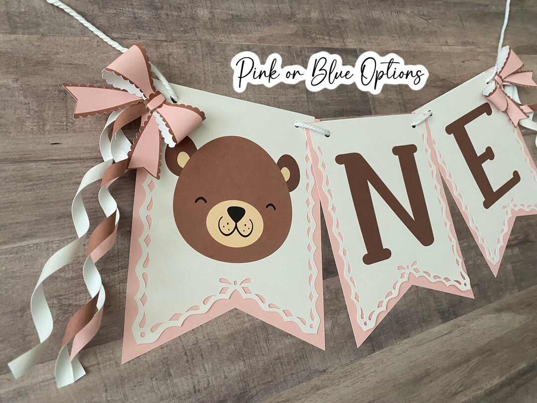 Baby Bear High Chair Banner, ONE Banner, Bear Garland, Baby Bear First ...