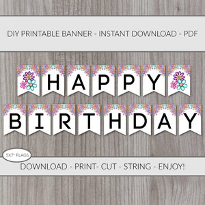 DYI Printable Flag Pennant Banner Happy Birthday Printable - Etsy