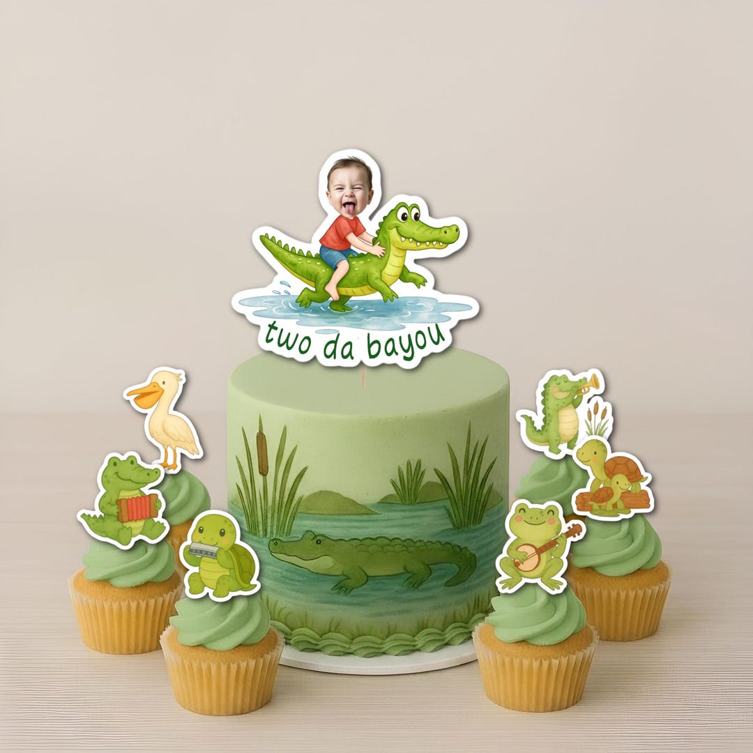 Two Da Bayou Birthday Cake & Cupcake Toppers | Swamp Theme Alligator ...
