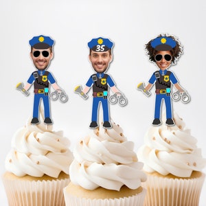 Police Officer Cupcake Toppers, Custom Photo Topper, Personalized ...