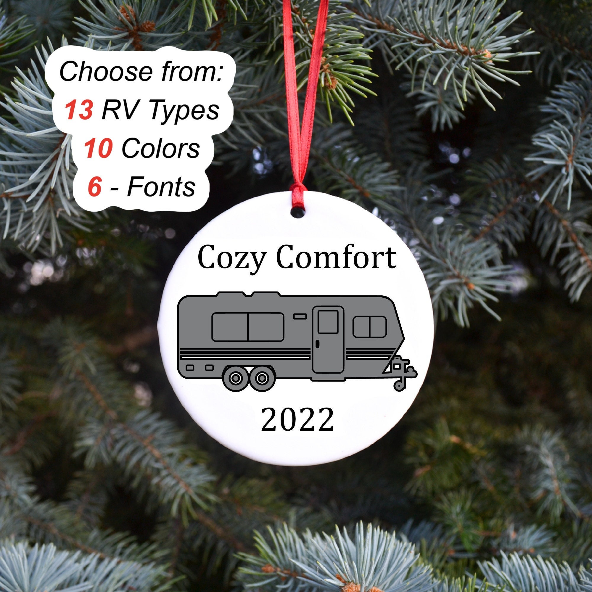 PERSONALIZED RV Ornament, Sublimated Ceramic Christmas Ornament, Travel ...
