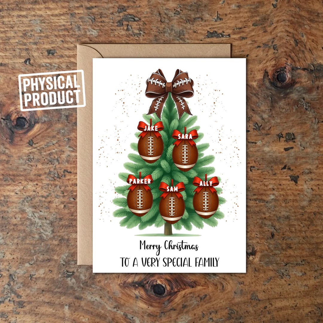Personalized Football Christmas Tree Card – Personalized Family Names ...