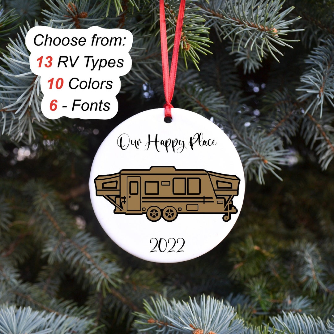 PERSONALIZED RV Ornaments, Sublimated Ceramic Christmas Ornament, Travel Trailer, Pop up Camper ...