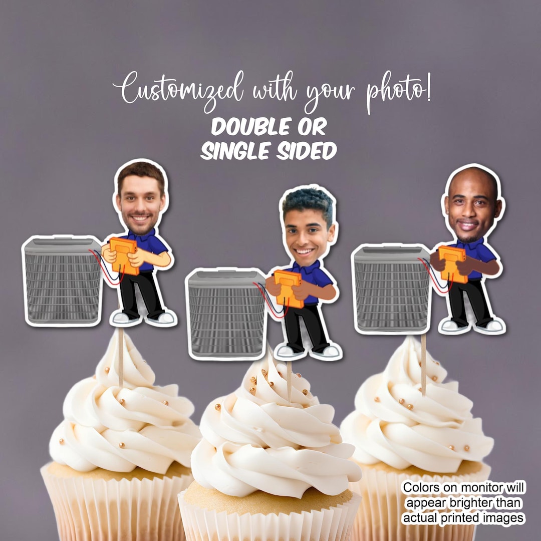 Custom Photo HVAC Cupcake Topper: AC Tech Birthday, Congrats - Etsy
