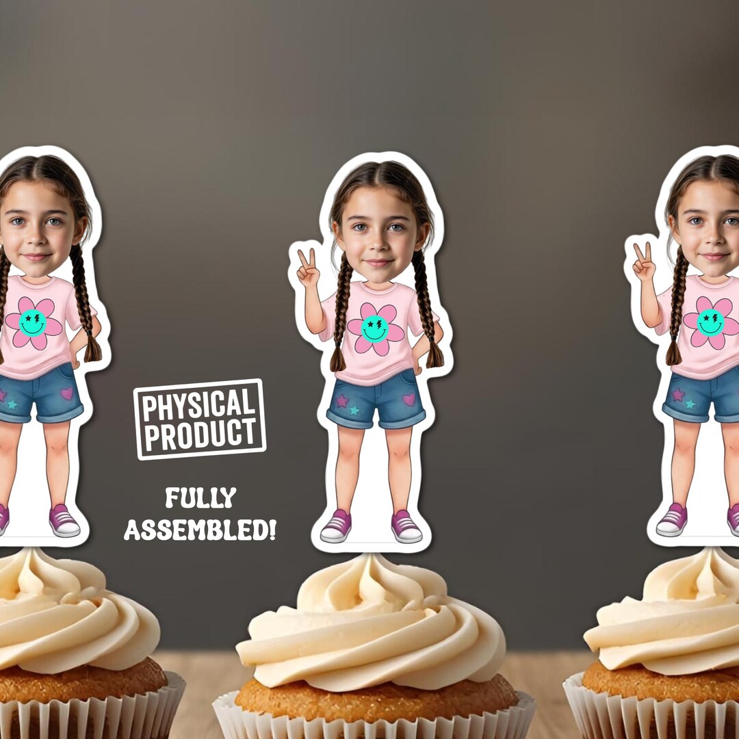 Custom Photo Cupcake Toppers: “7 is a Vibe” or Any Age Birthday Girl ...